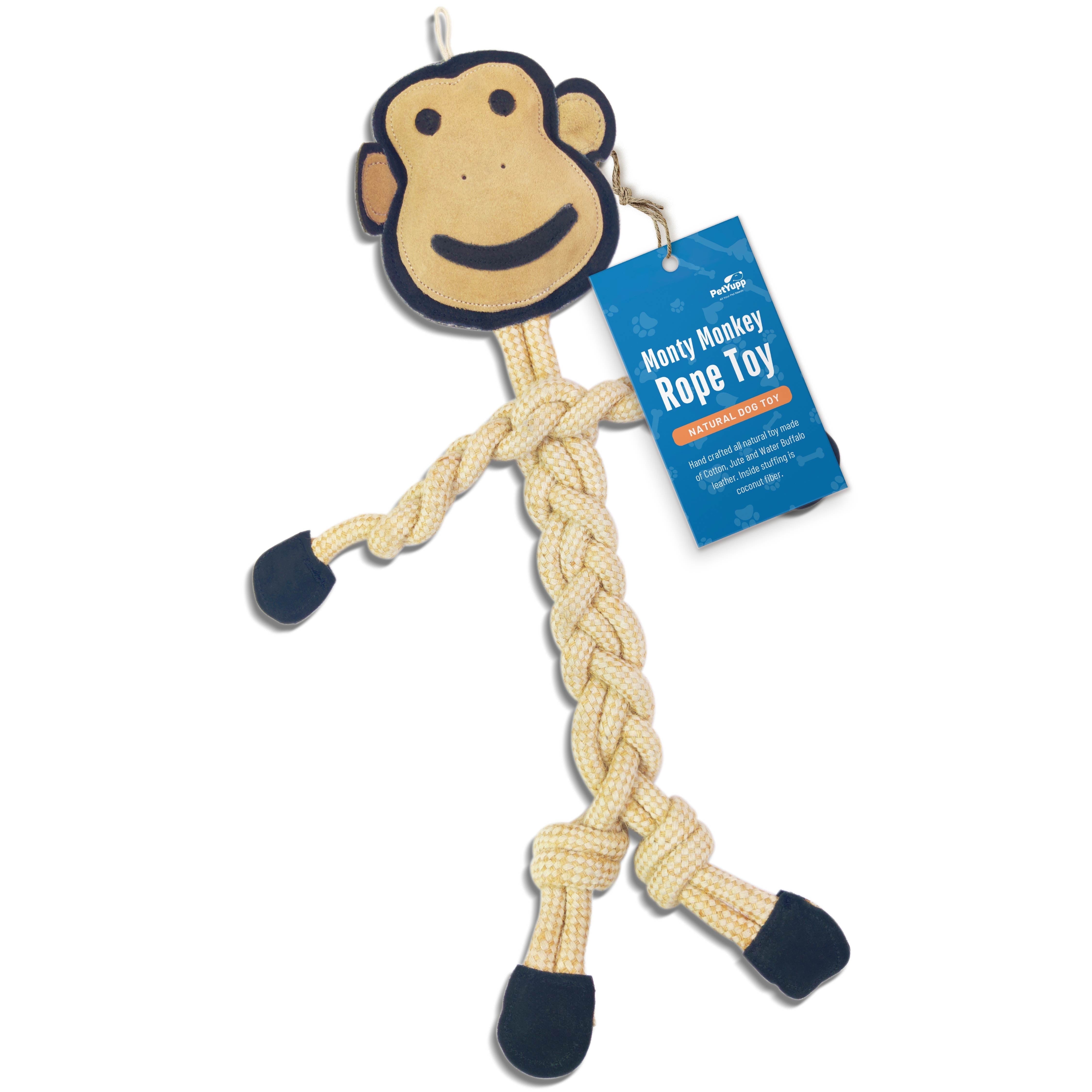 PetYupp Cotton Rope Chew Toy with Real Leather for Small Dogs & Puppies ...