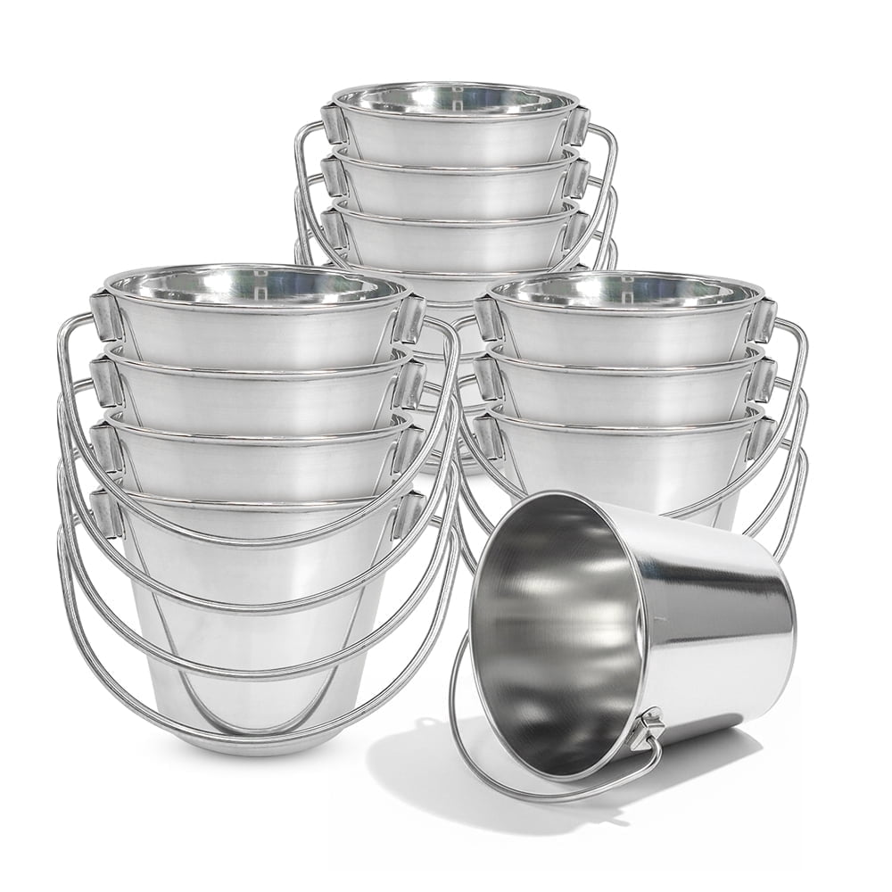 PetYupp Heavy Duty Stainless Steel Round Bucket – 1 Quart, 12 Count ...