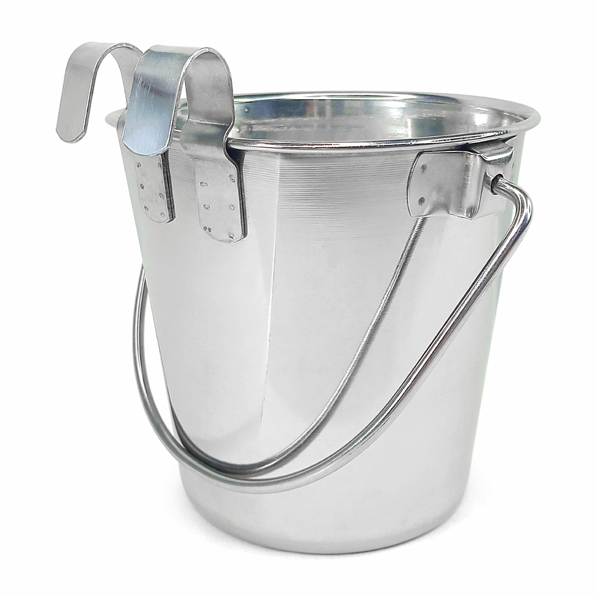 PetYupp Heavy Duty Stainless Steel Flat Side Bucket with 2 Hooks for ...