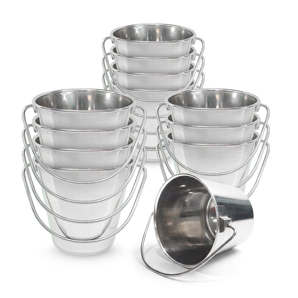 PetYupp Heavy Duty Stainless Steel Flat-Side Bucket, 12 Count - Half ...