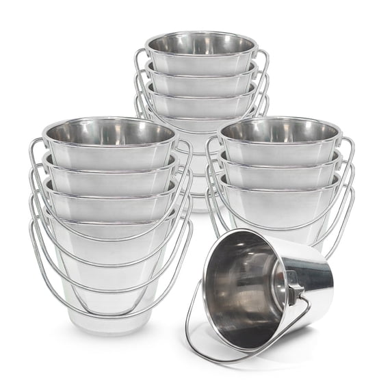 PetYupp Heavy Duty Stainless Steel Flat-Side Bucket, 12 Count - Half ...