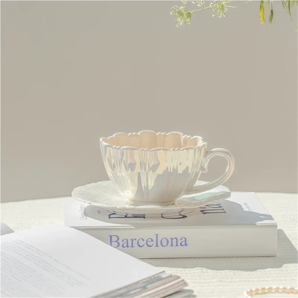 Petal Ceramic Cup Creative Simple Coffee Cup Saucer Office Afternoon ...