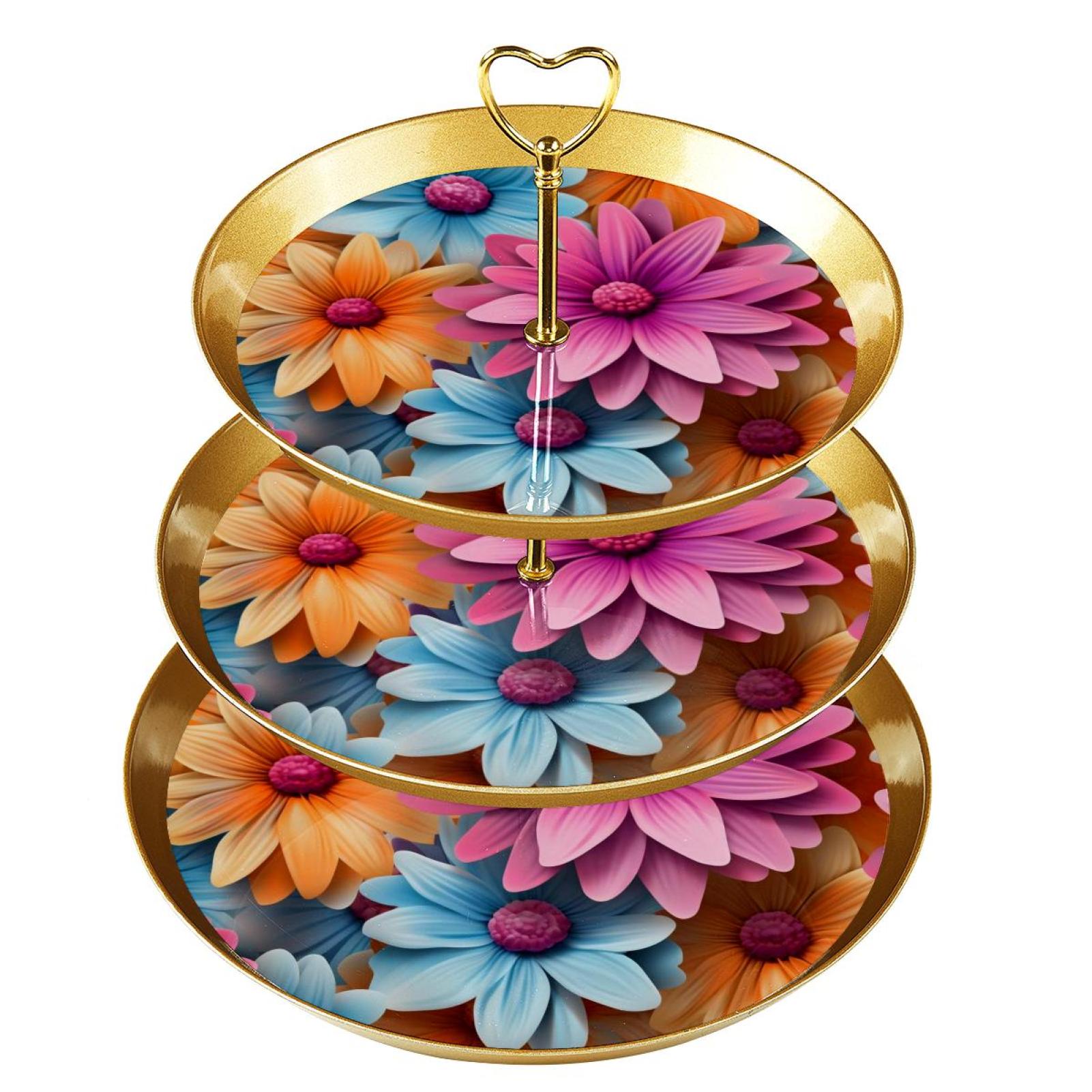 Petal Flower Elegant Plastic Dessert Table Display Tray Stand with Iron ...