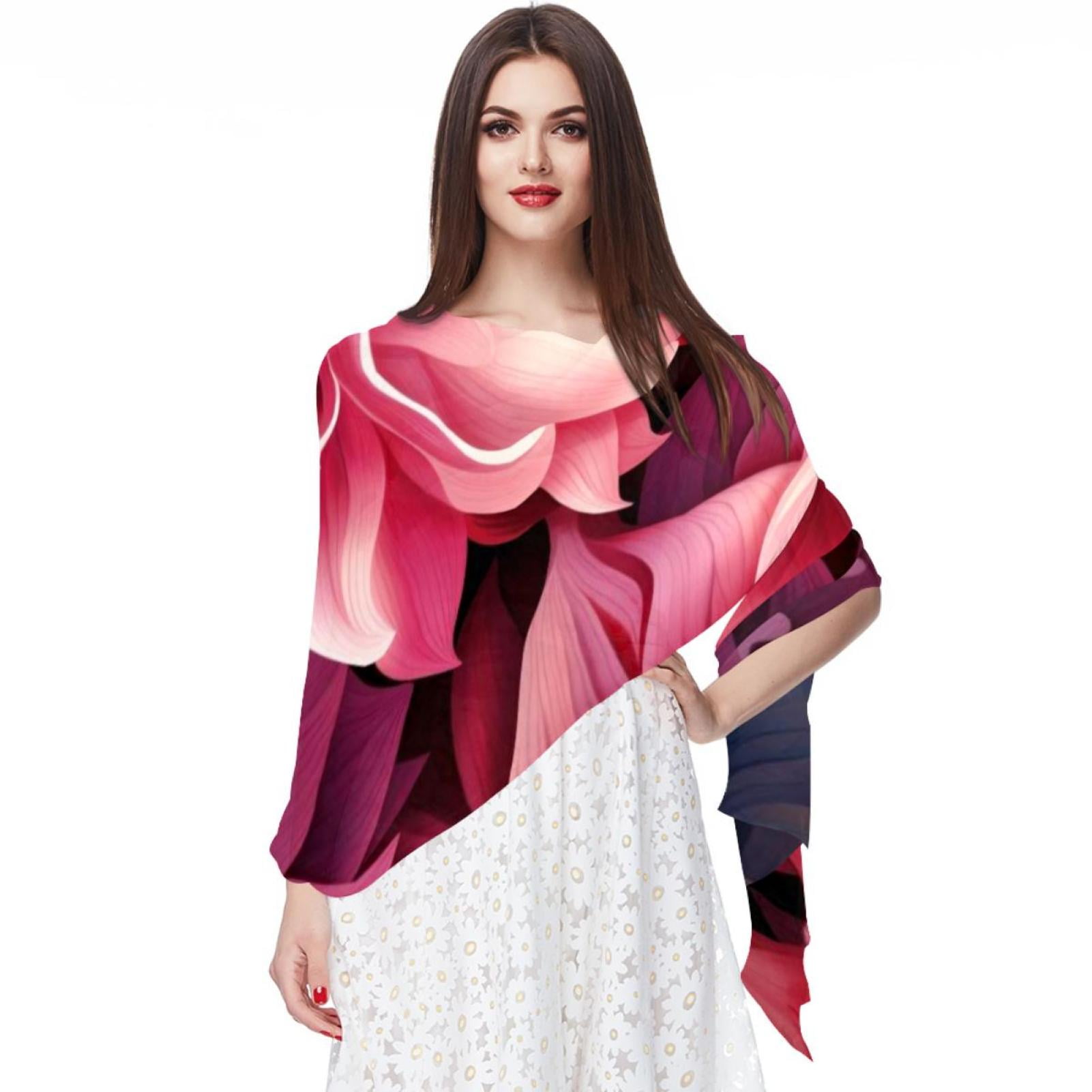 Petal Flower Elegant Silk Scarf - Translucent Chiffon Yarn ...