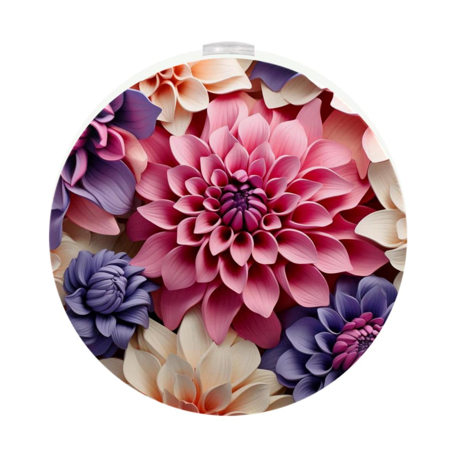 Petal Flower Led Round Night Light-2pcs, Portable Stick on Night Lamp ...