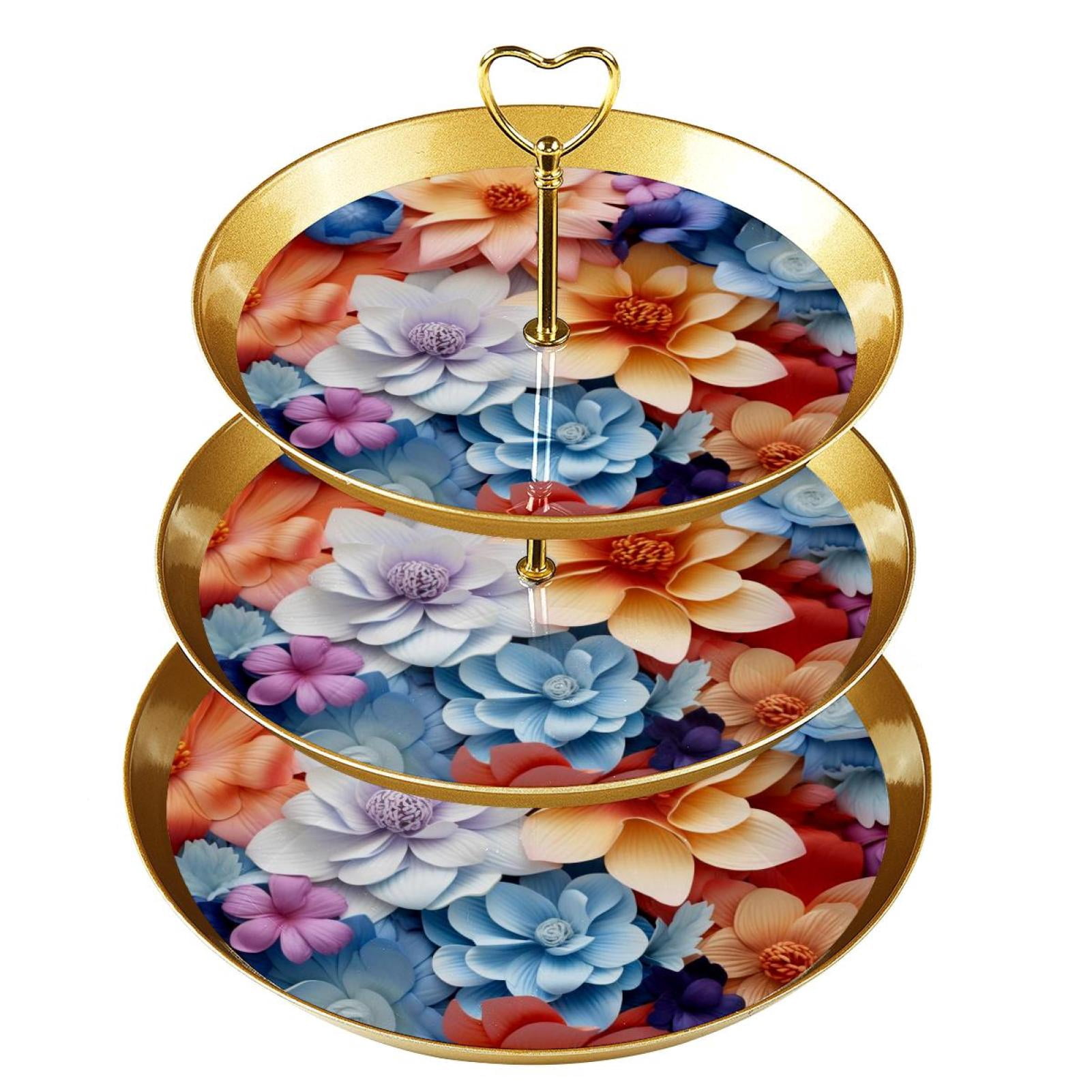 Petal Flower Plastic Discs Iron Pillar Jewelry Organizer Stand with 3 ...