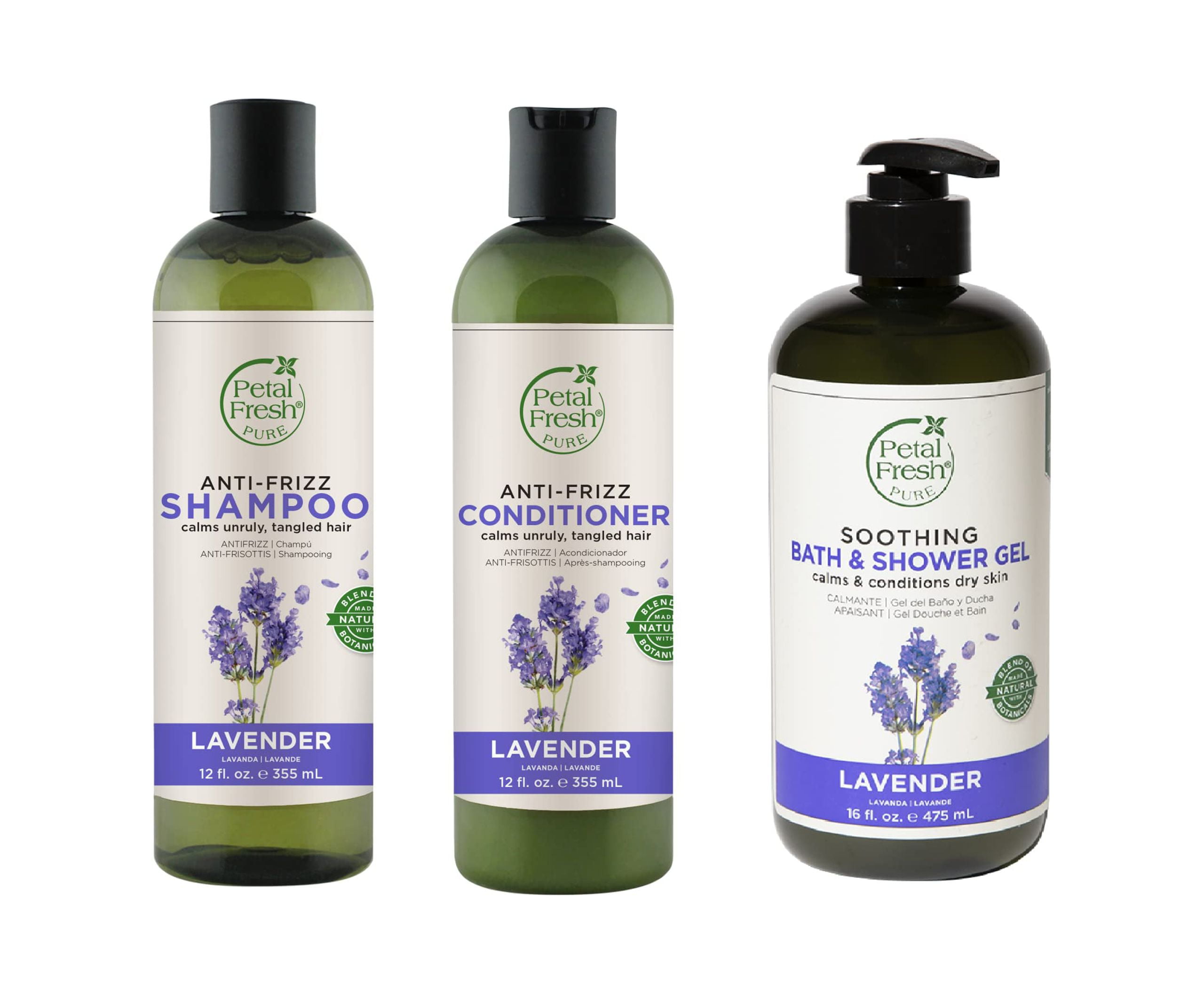 Petal Fresh Pure Anti-Frizz Lavender Shampoo + Conditioner + Shower Gel ...