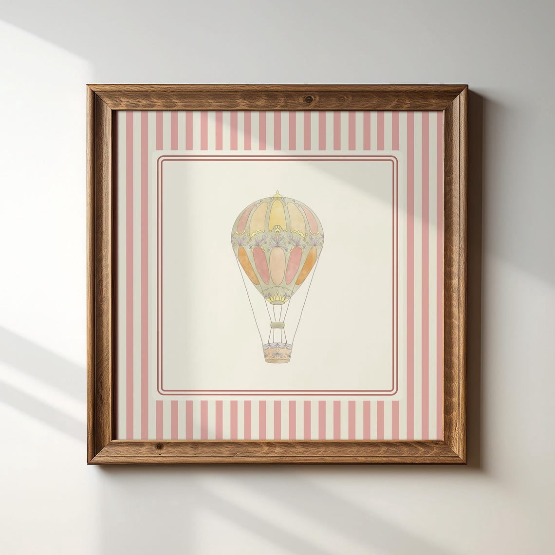 Petal Pink Hot Air Balloon Square Print, Instant Trendy Decor On Demand ...