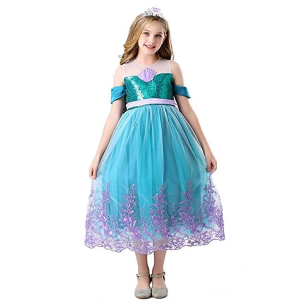 Petal Princesses Little Girls Mermaid Dress Blue Cosplay Gown Sequin ...