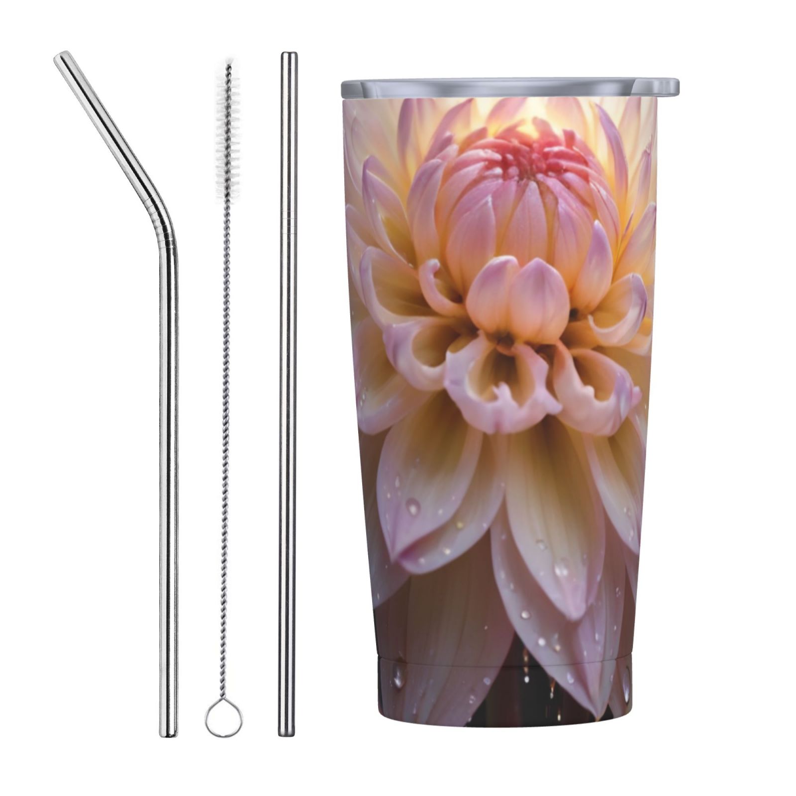 Petal Serenity 20 oz stainless steel car cup with straw cover ...