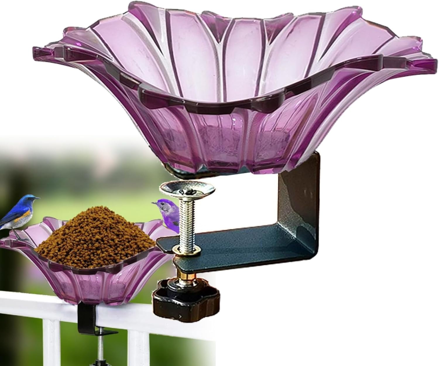 Petal Shape Bird Feeder, Wild Bird Feeders & Bath Bowl, Deck Mounted ...