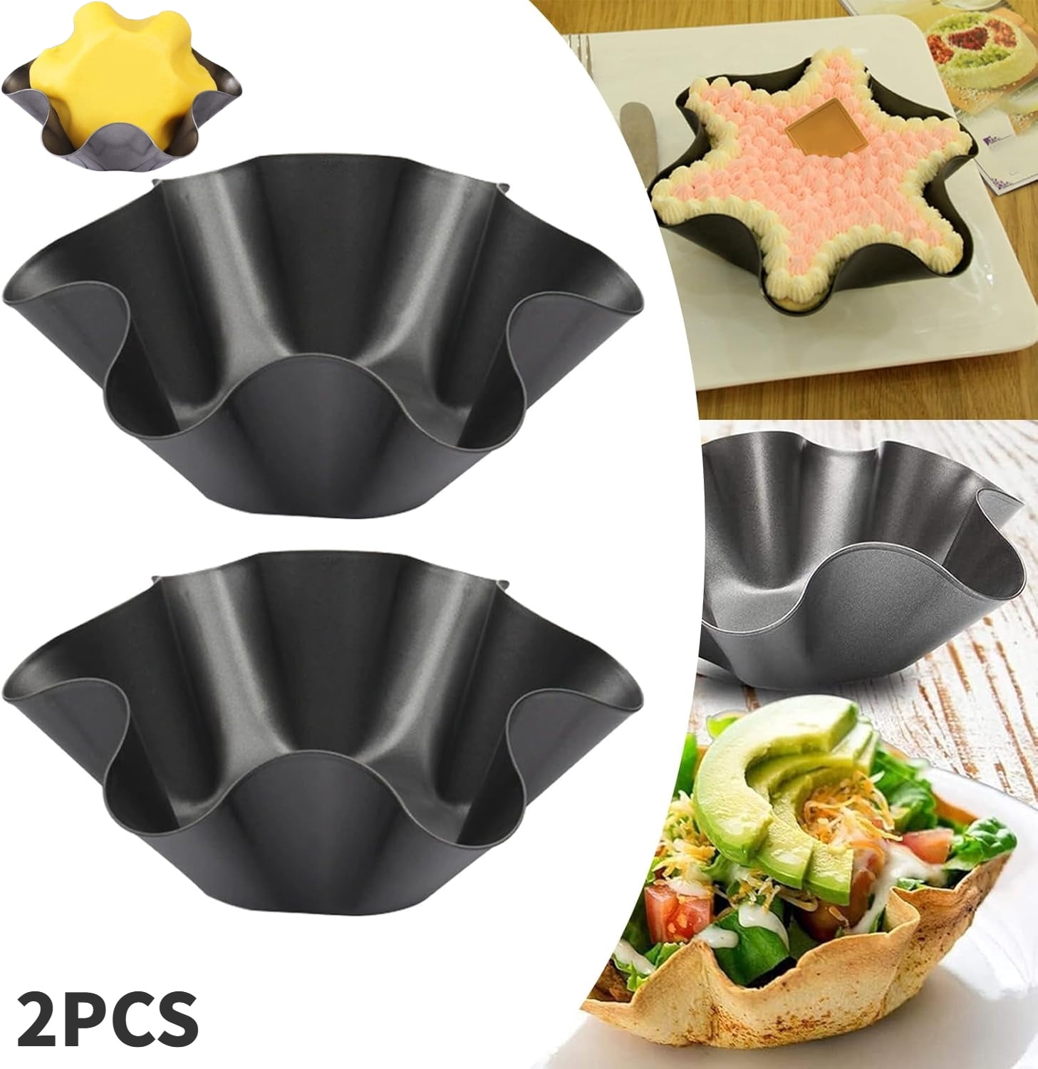 Petal Shape Carbon Steel Baking Bowl, Taco Salad Bowl Maker, Taco Bowl ...