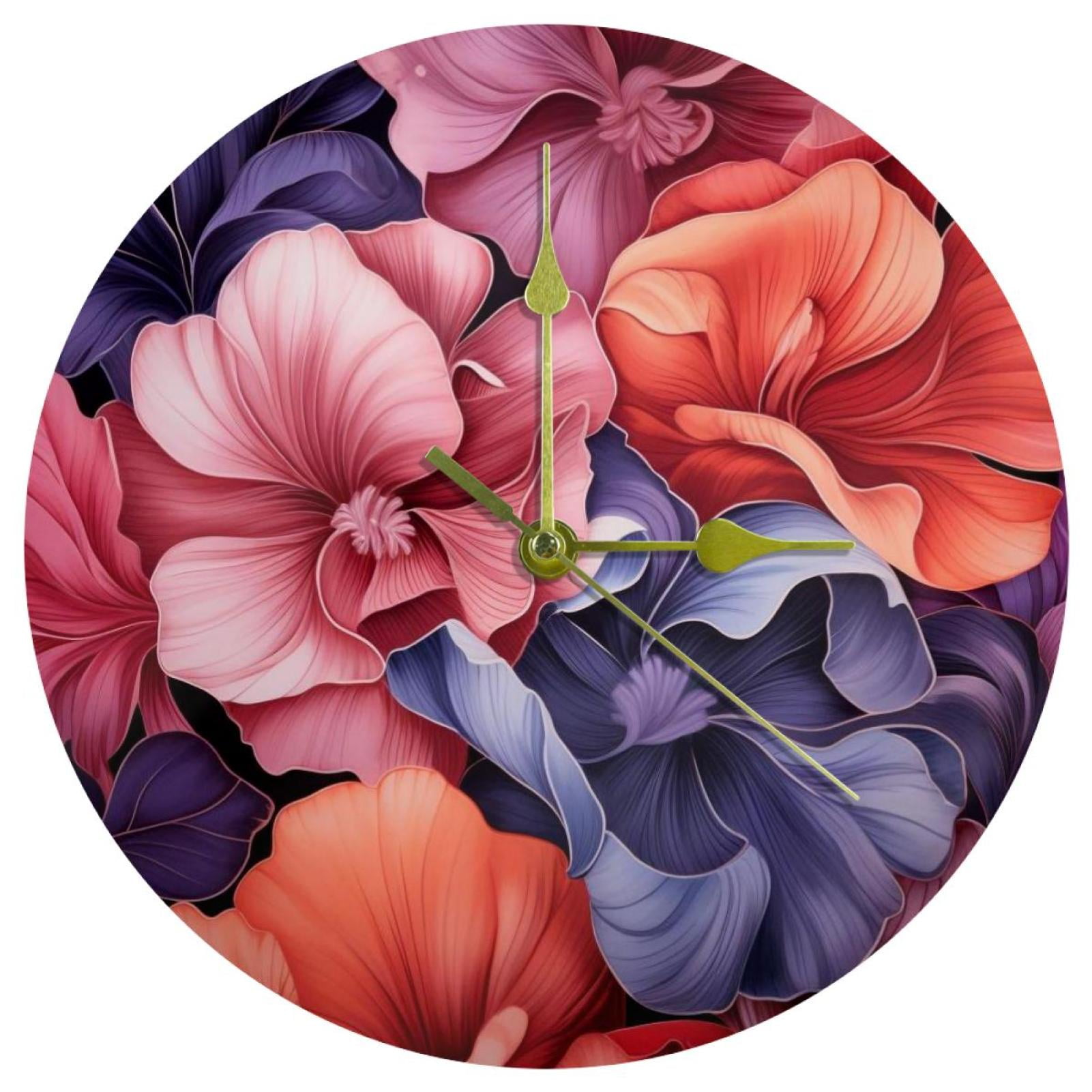 Petal flowers Circular Acrylic Wall Clock - Contemporary Design with ...
