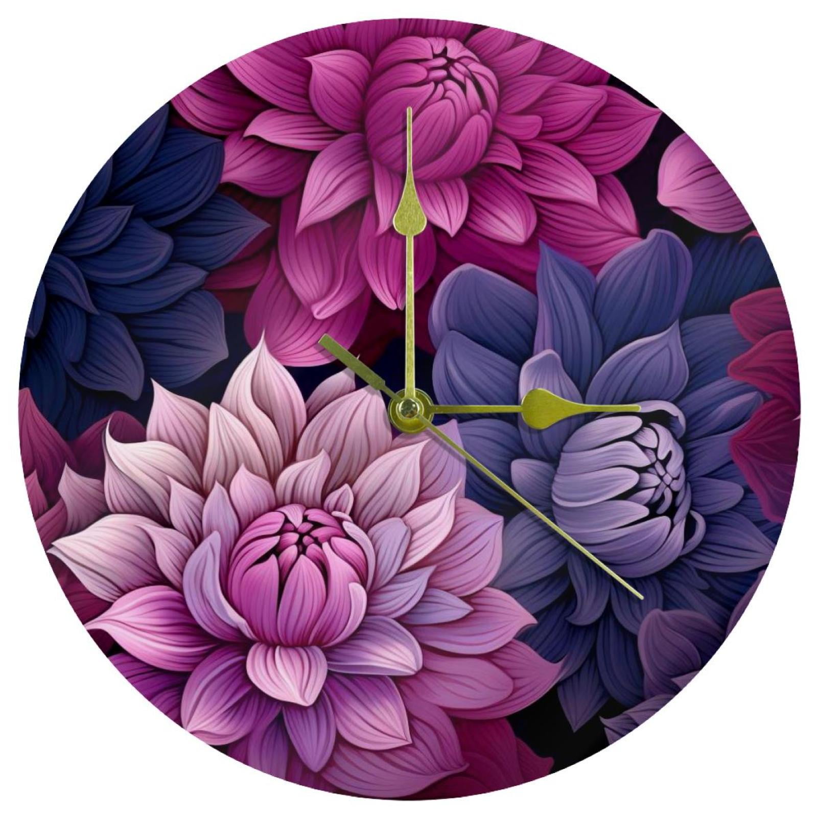Petal flowers Circular Acrylic Wall Clock - Elegant Timepiece for Home ...