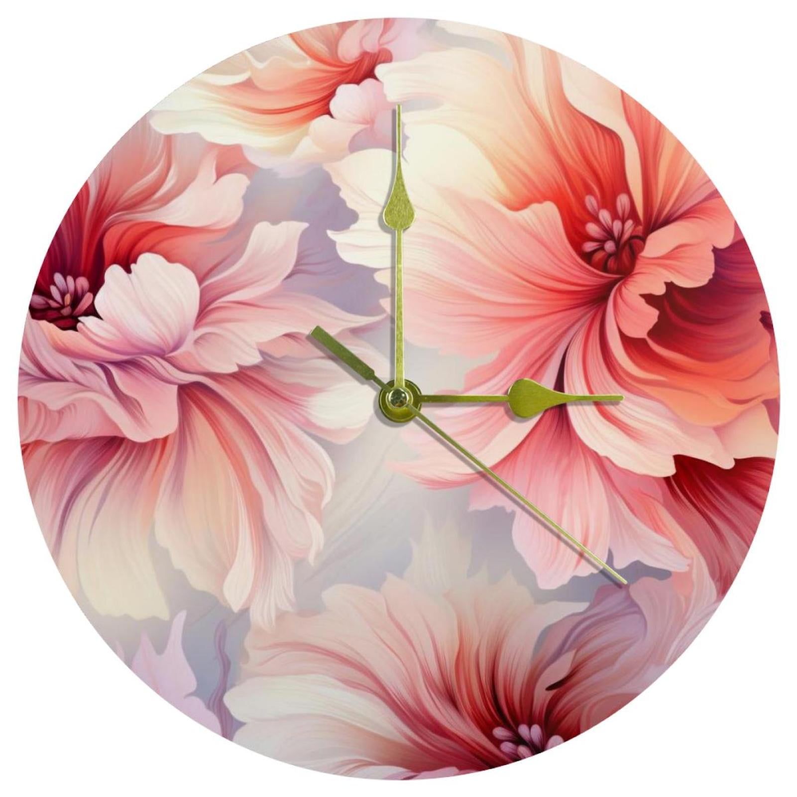 Petal flowers Circular Acrylic Wall Clock - Elegant Timepiece with ...
