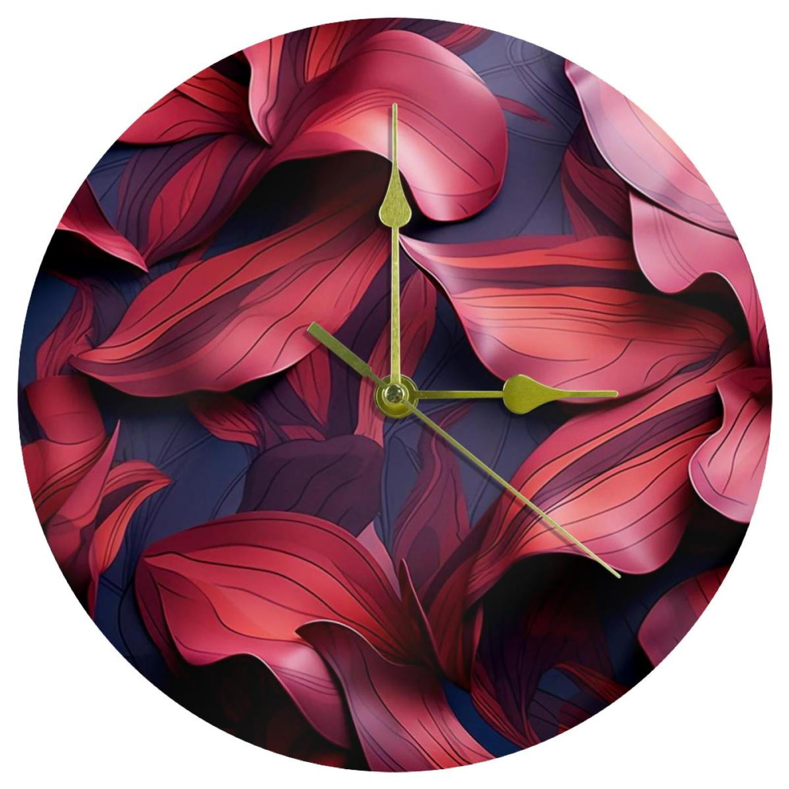 Petal flowers Circular Acrylic Wall Clock for Modern Décor - Silent ...