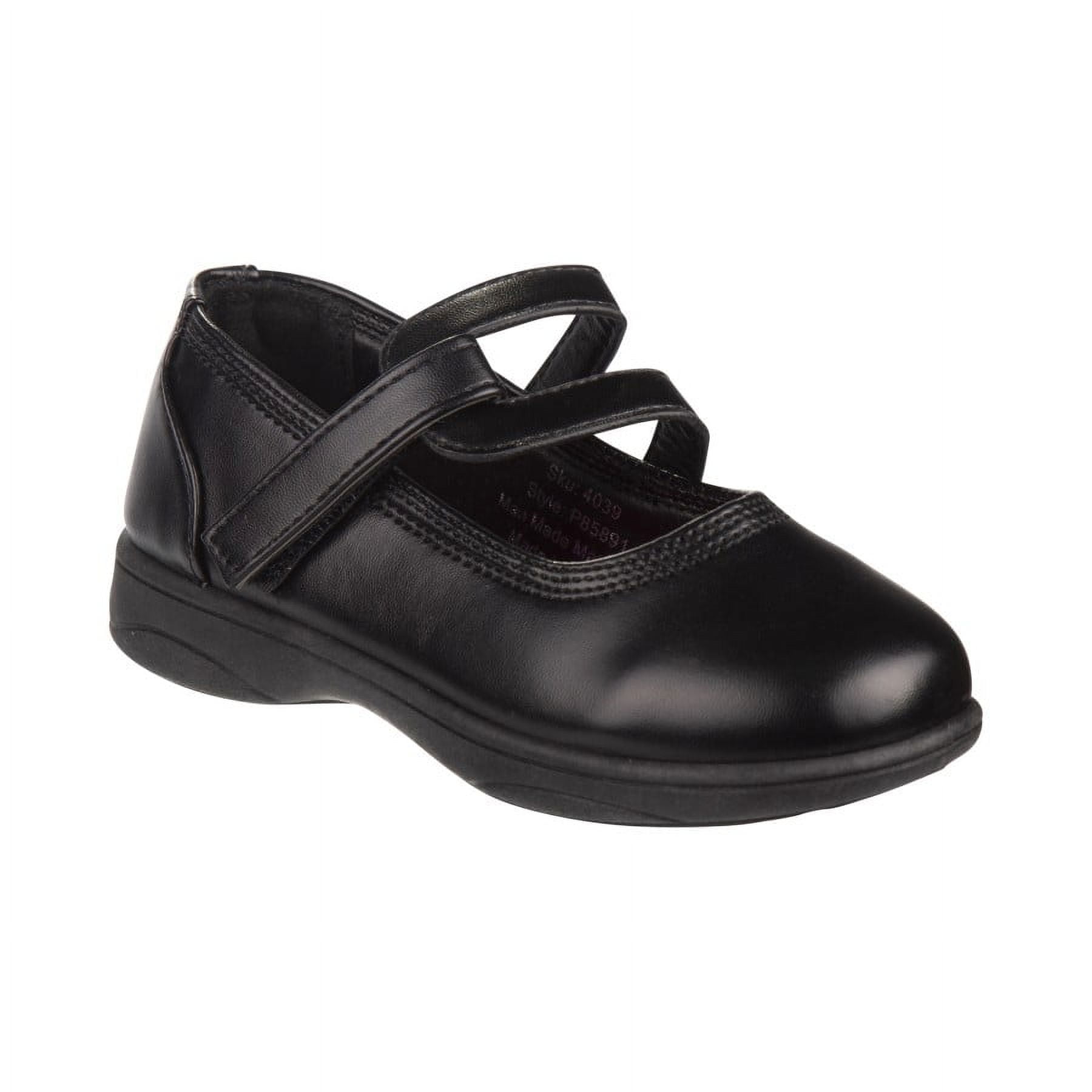 Petalia Girls' Double Strap Tween Hook & Loop School Shoes - Black, 13 ...