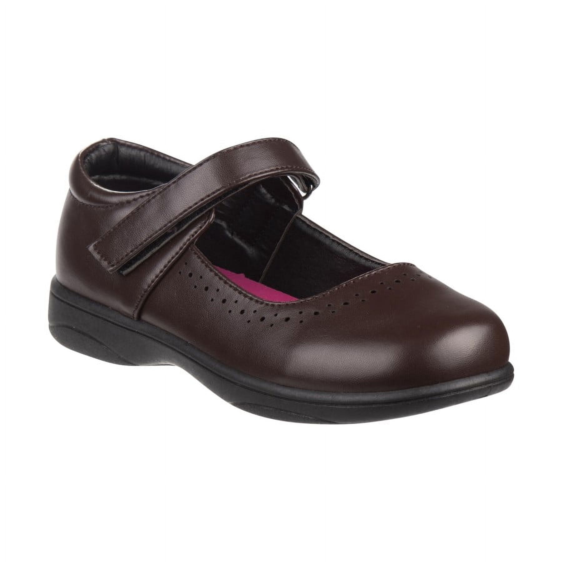Petalia Girls' Tween Floral Faux Leather Flat Heel School Shoes - Brown ...
