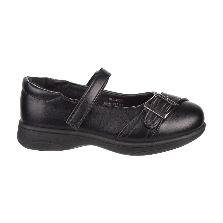 Petalia Girls' Tween Strapped Buckle Accent School Shoes - Coal Black ...
