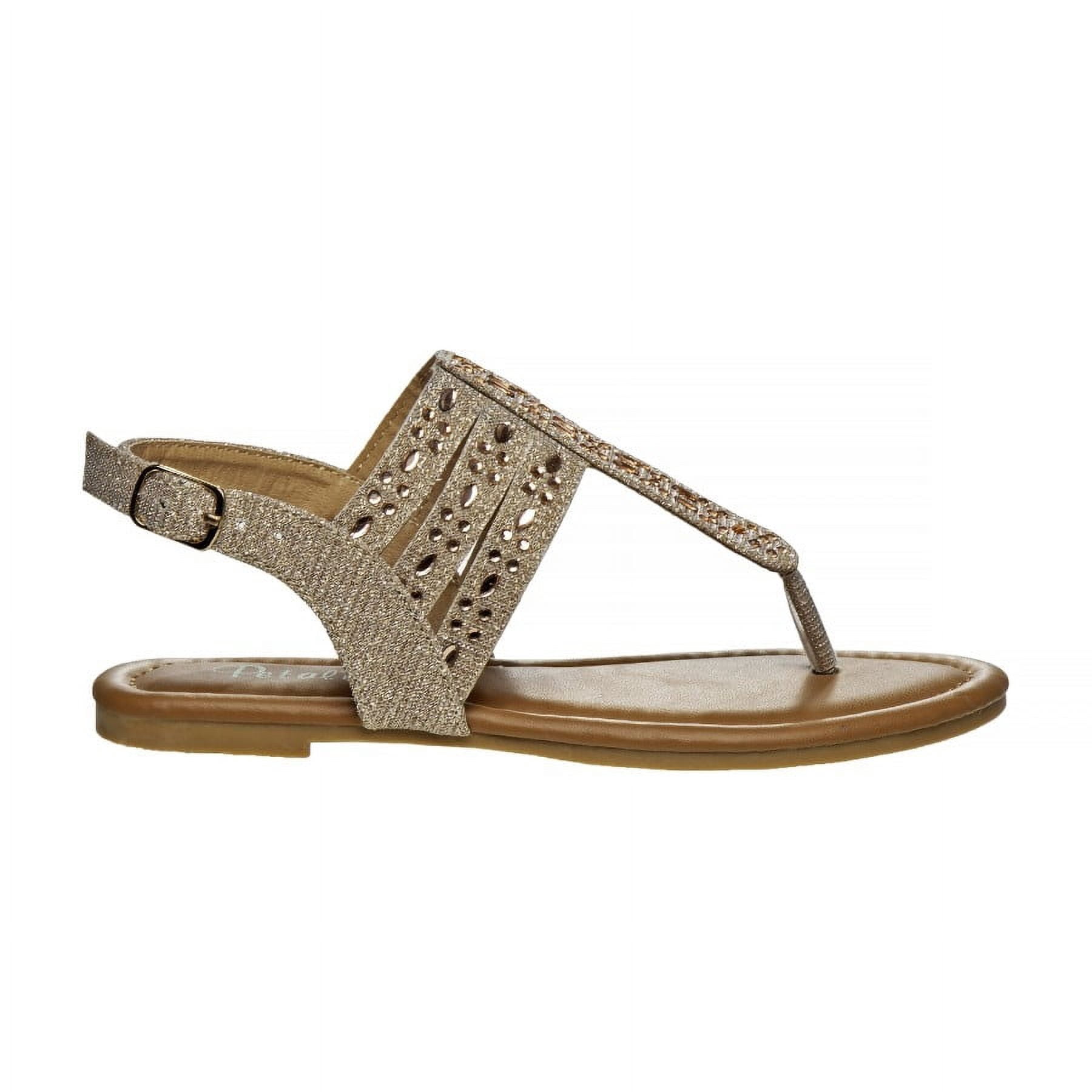 Petalia Open Toe Girl Kids Thong Sandal with Ankle Strap And Shiny ...
