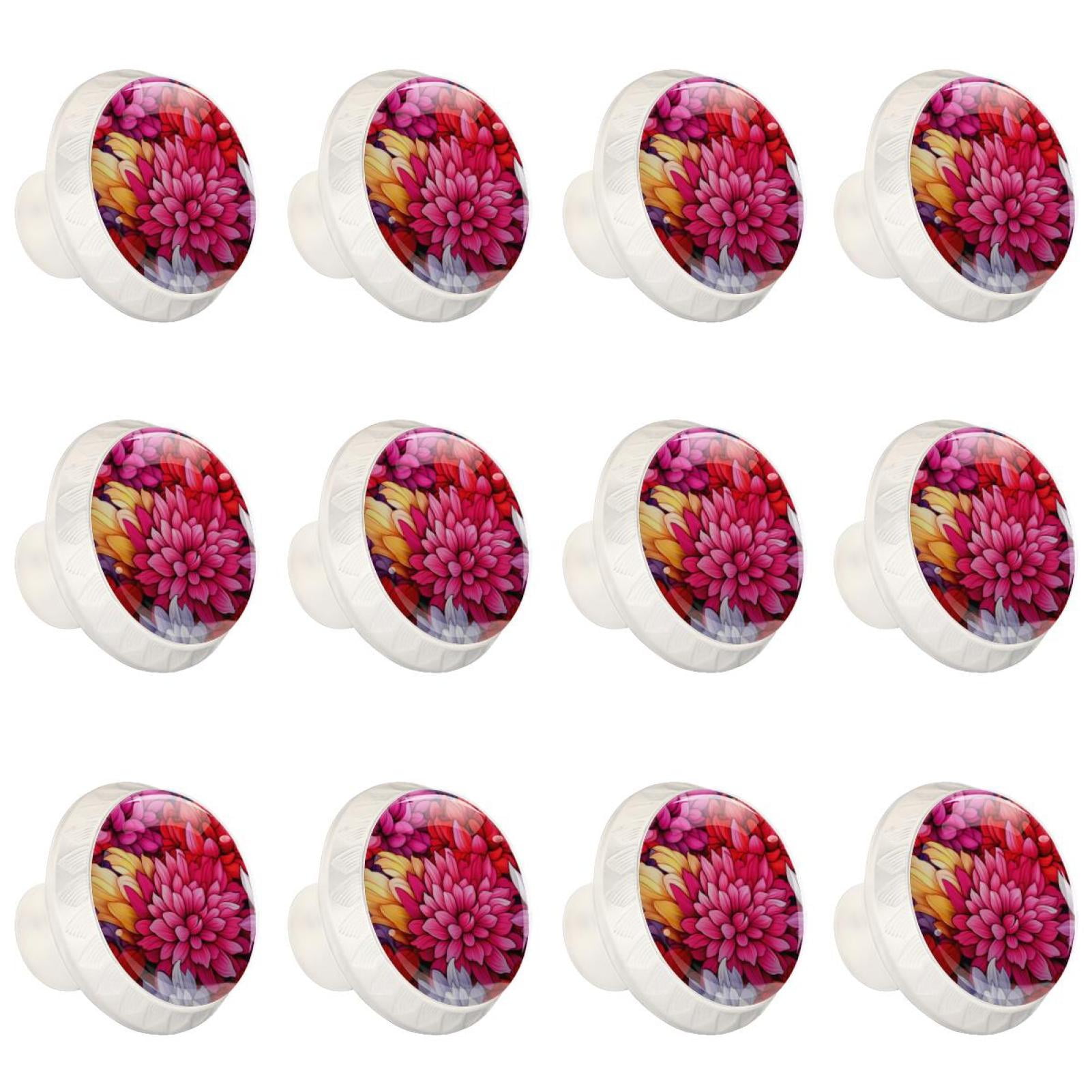 Petalous Flower 12 Pcs White Round Drawer Pulls with Screws,ABS and ...