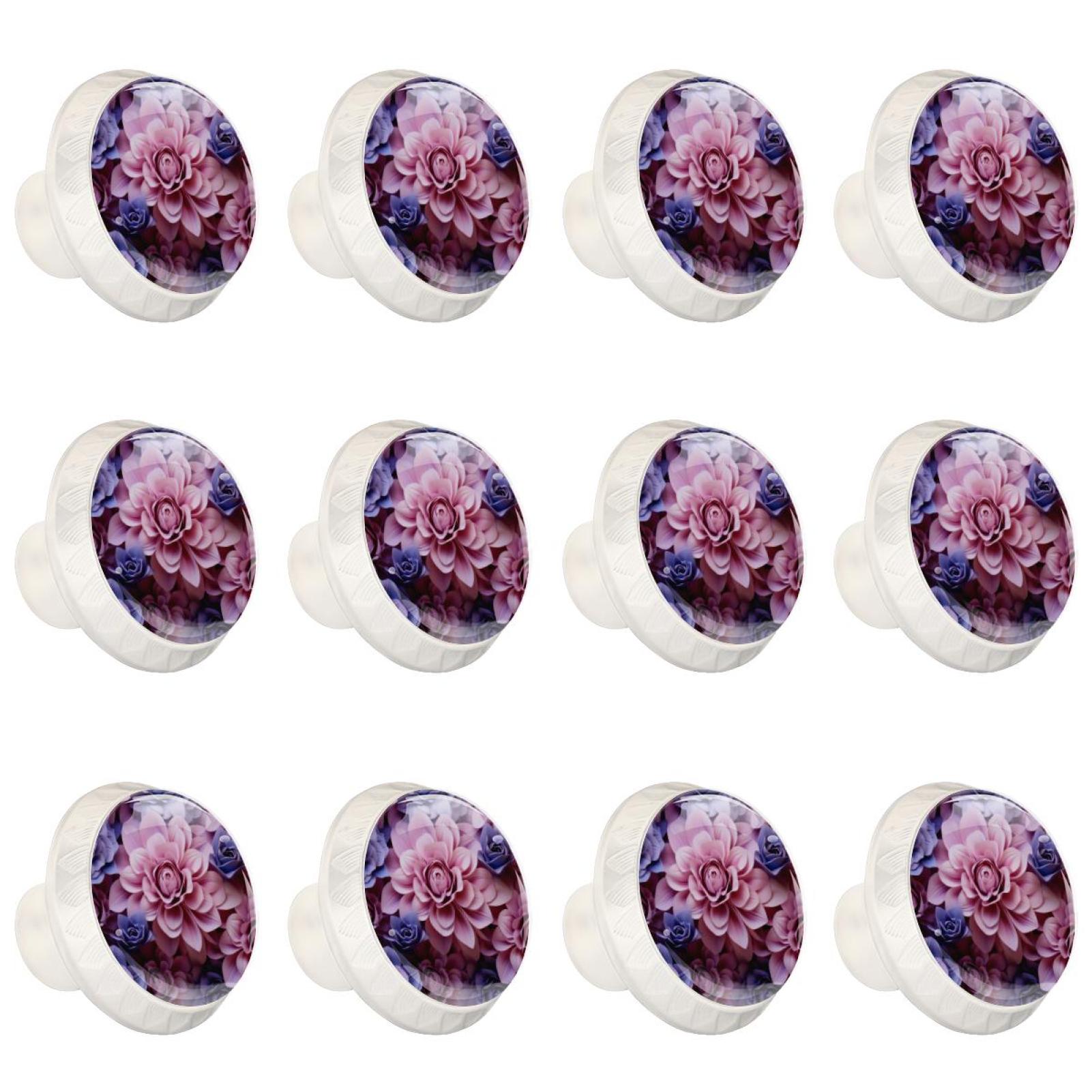 Petalous Flower 12 Pcs White Round Drawer Pulls with Screws,ABS and ...