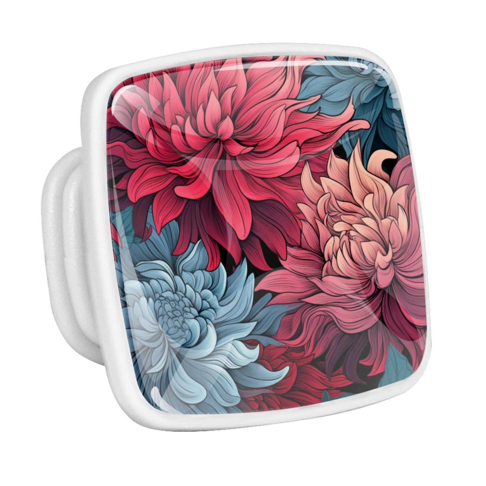 Petalous Flower Fluorescent Drawer Pulls with Screws Square 4-Pack Glow ...