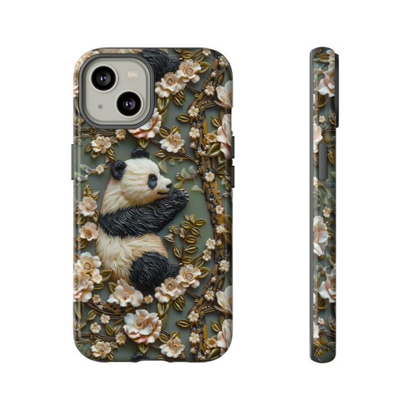 Petals and Panda-monium 3D Floral Panda Embroidered Effect Phone Case ...