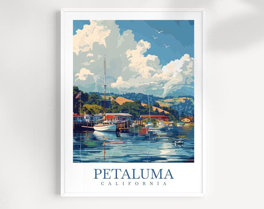 Petaluma Harbor Travel Print California Wall Art Petaluma Wall Hanging ...