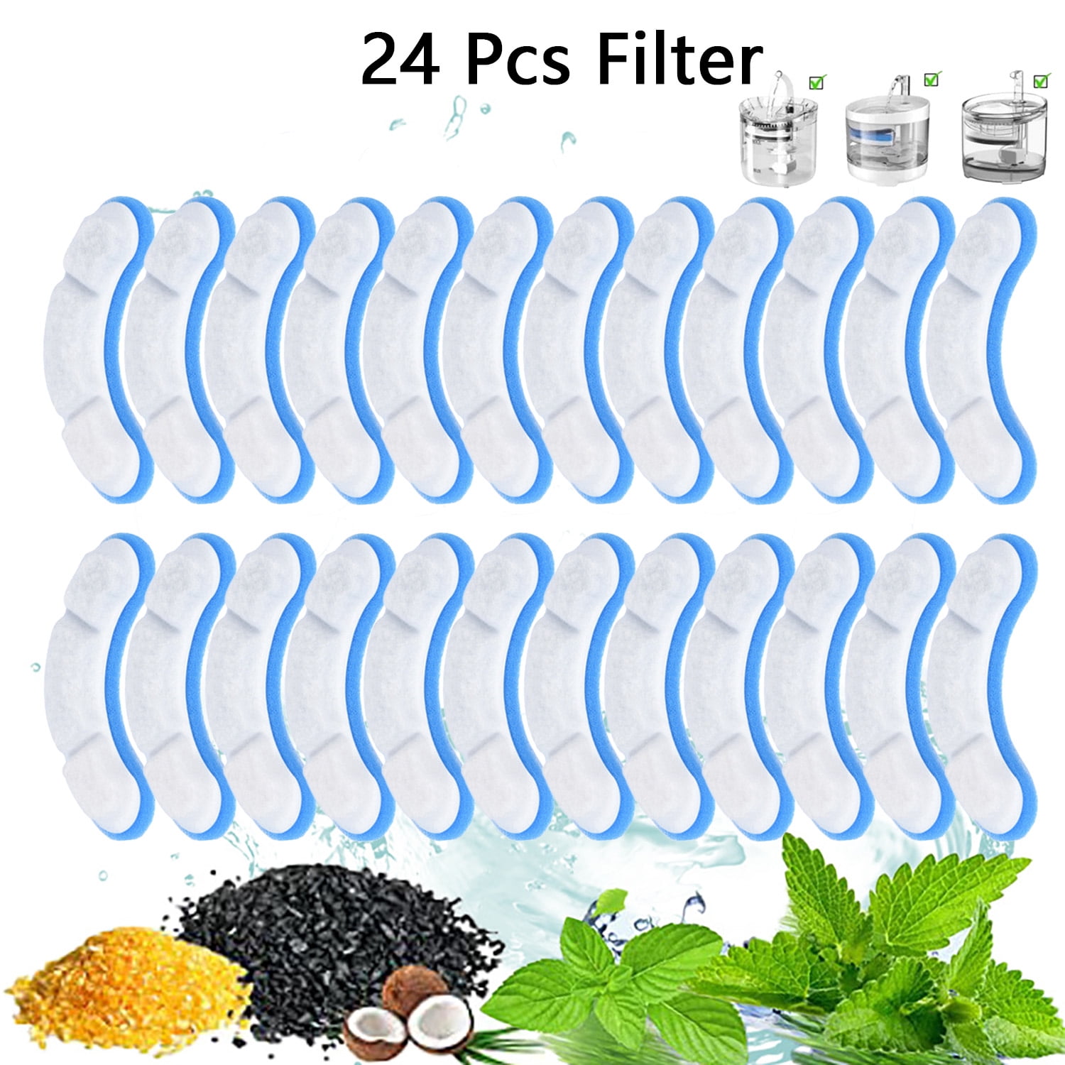 Petavista 24 Pcs Cat Fountain Replacement Filters Carbon Filter for Dog ...