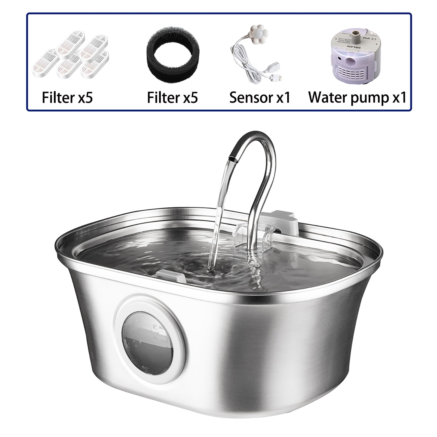 Petavista 3.2L/108oz Cat Water Fountain Stainless Steel Faucet ...