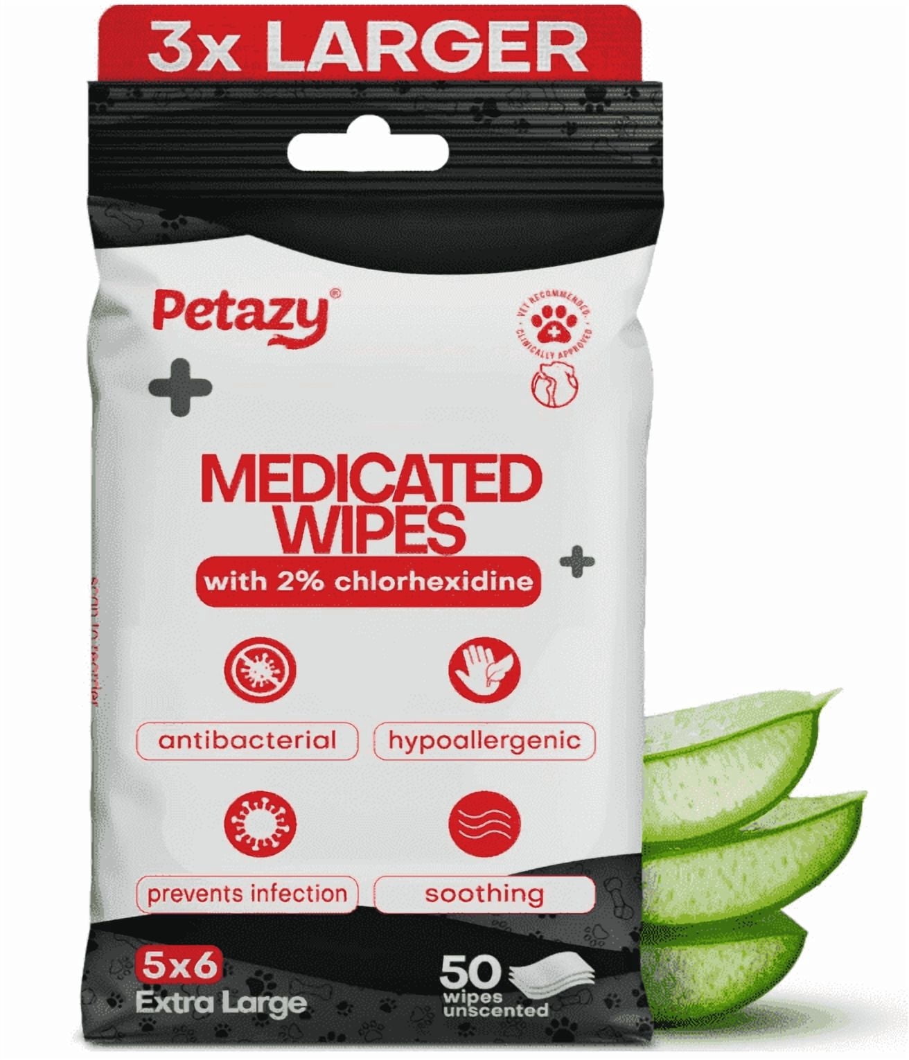 Petazy XL Medicated Dog Wipes with 2% Chlorhexidine – Cleansing Pet ...