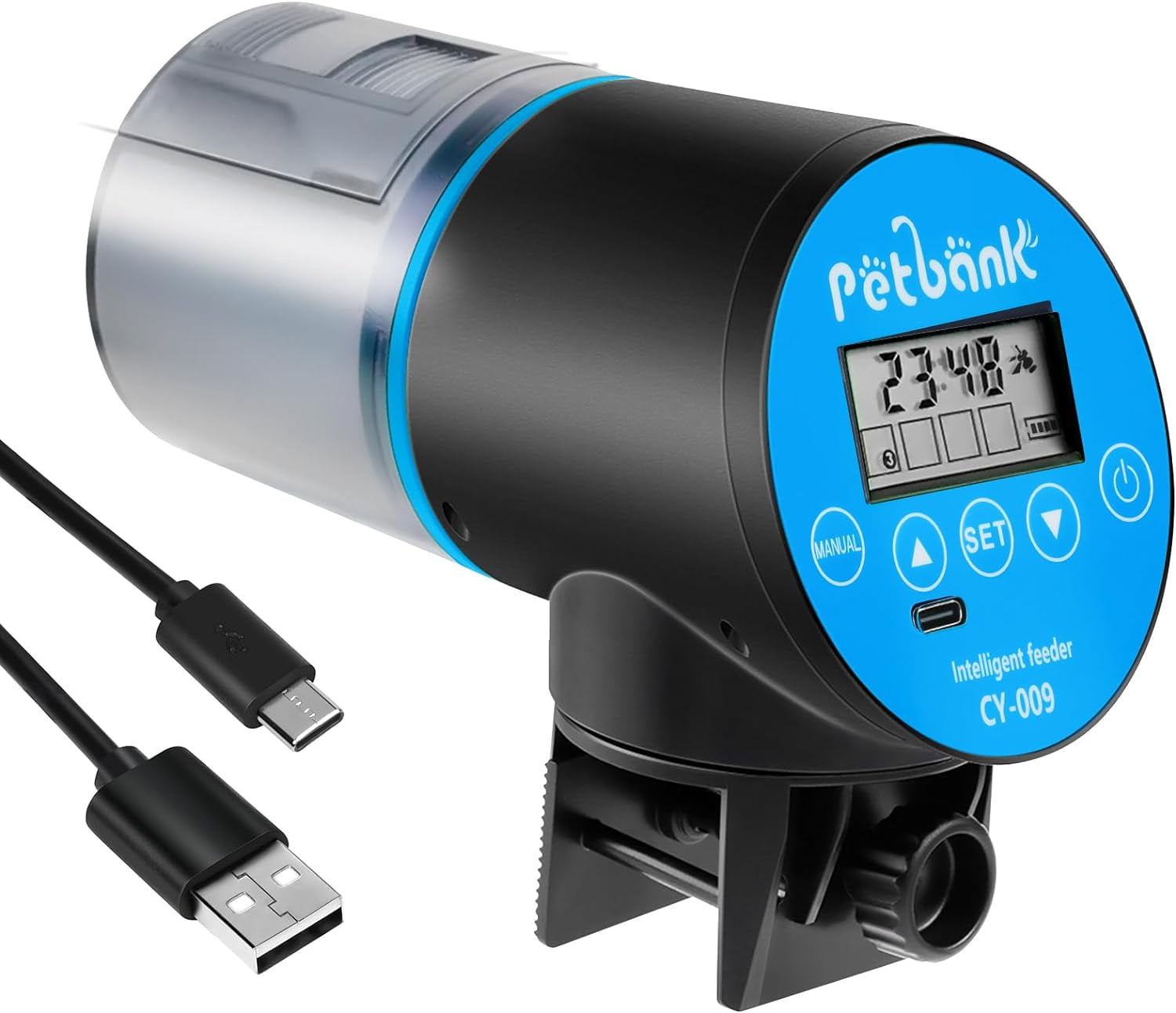 Petbank Automatic Fish Feeder - Rechargeable Timer Fish Feeder with USB ...