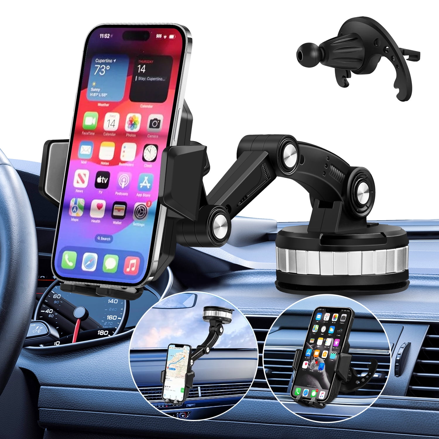 Petbank Universal Car Phone Holder, Adjustable Mount for Dashboard, Air ...