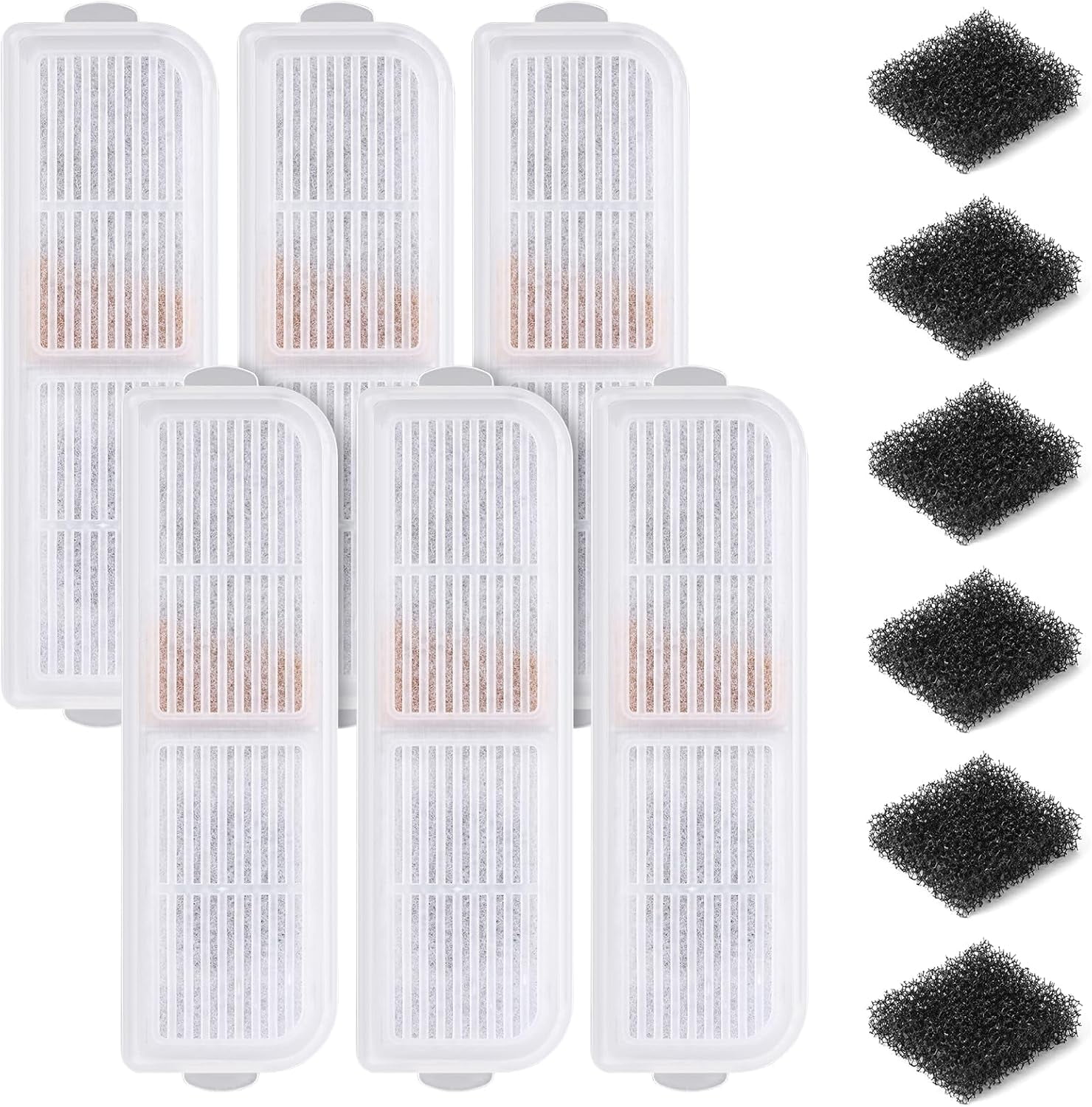 Petbank Cat Water Fountain Filter, 6 Filters + 6 Pre-Filter Sponges ...