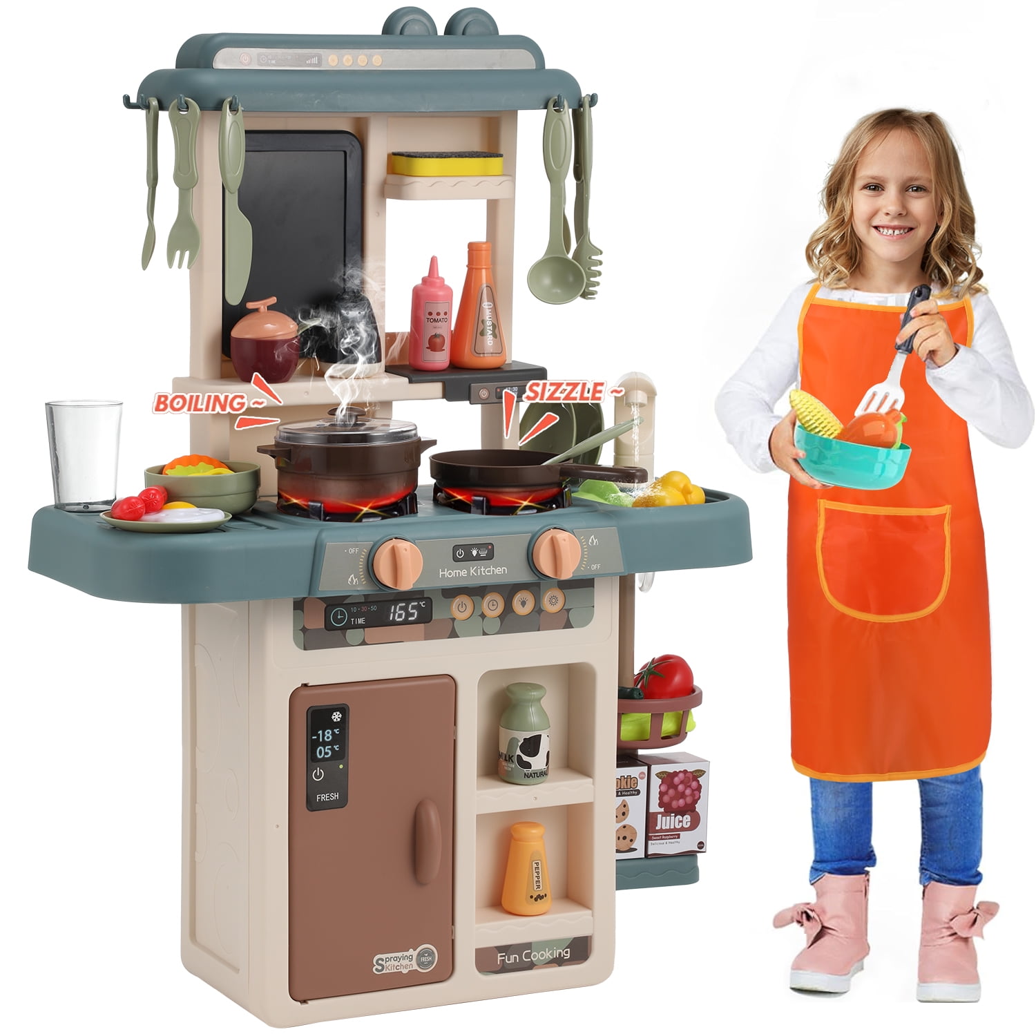 Petbank Pretend Kitchen Play Toys, 43Pcs Children Simulation Kitchen ...