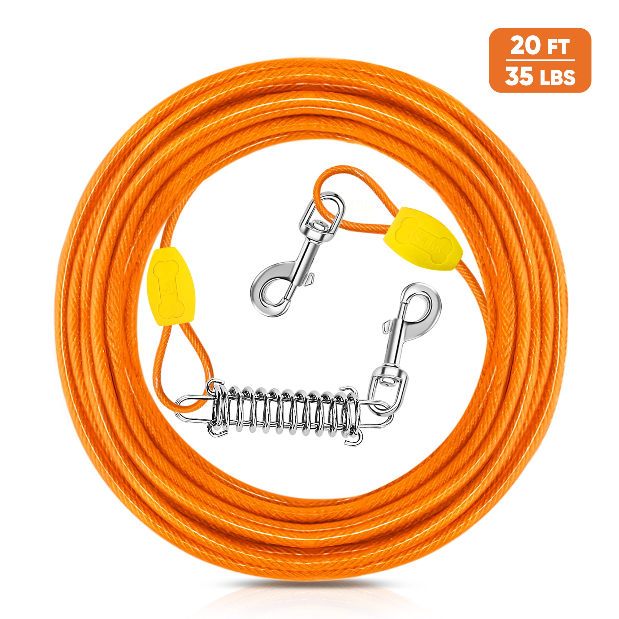 Petbobi 20ft Dog Tie Out Cable, Dog Runner Leash for Yard Chewing Proof ...