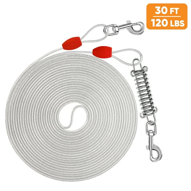 Petbobi 30ft Dog Tie Out Cable PVC Coating Reflective Dog Chain Yard ...