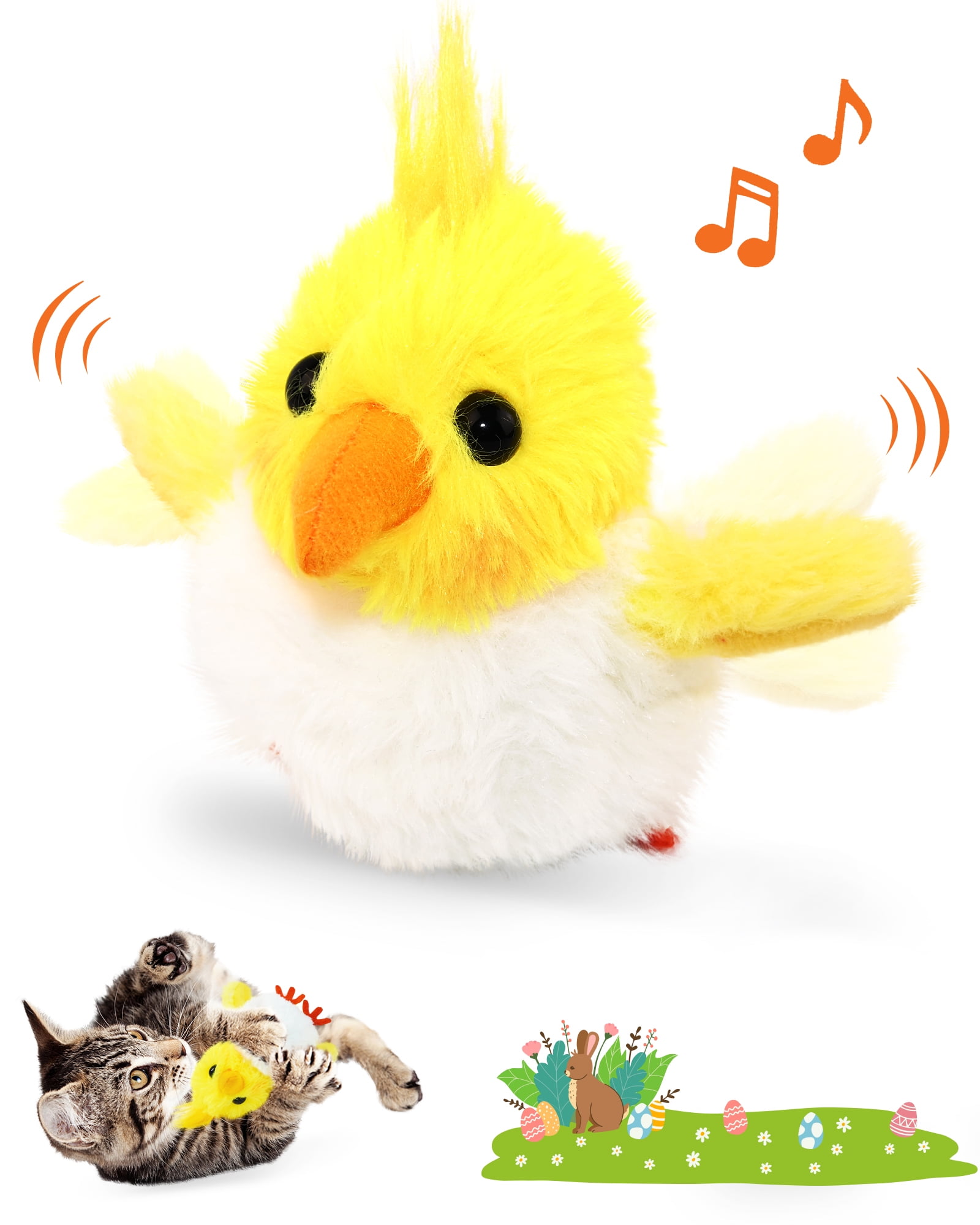 Petbobi Flapping Bird Cat Toy Rechargeable Interactive Catnip with Vibration Sensor for All ...