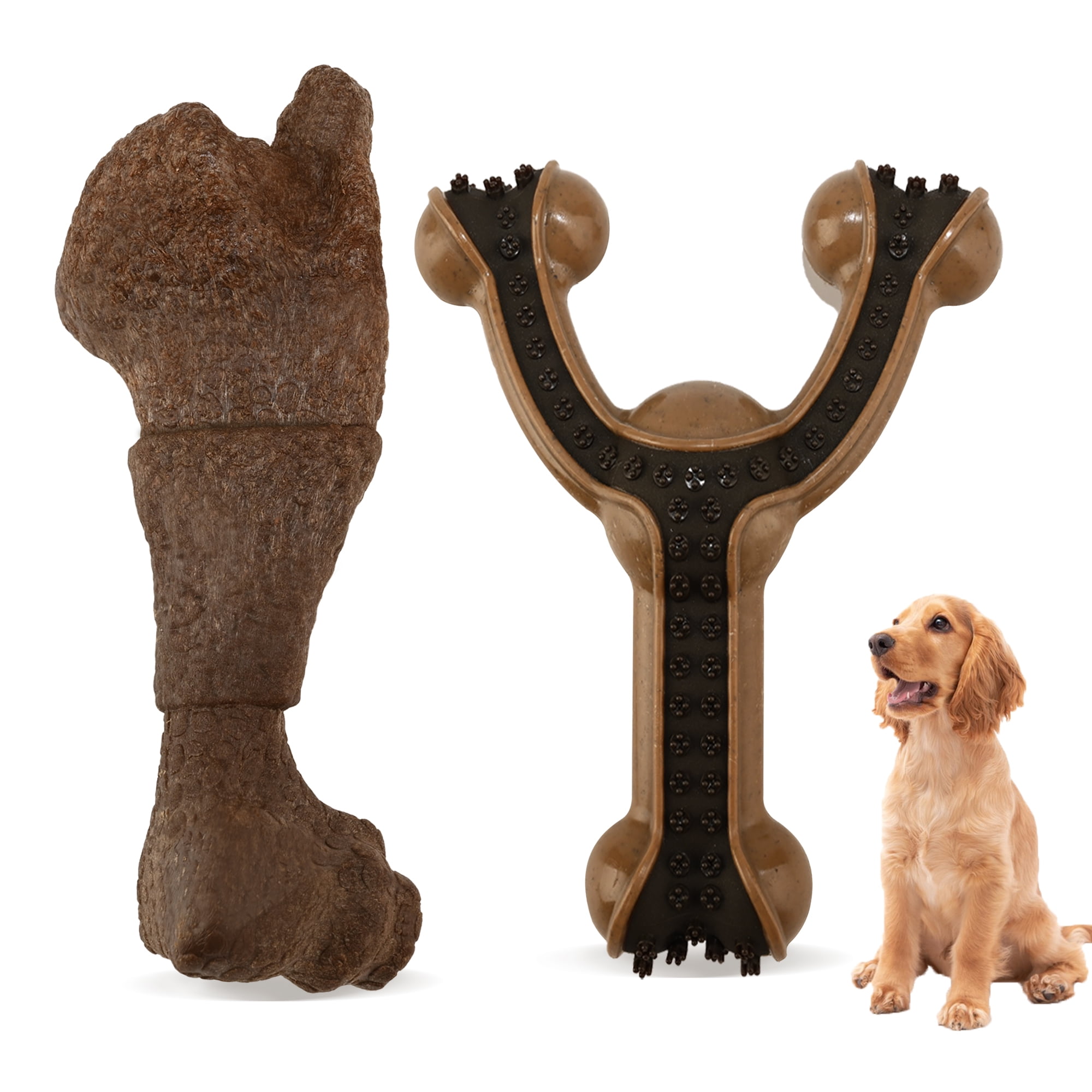 Petbobi Durable Nylon, Bacon Flavor Wishbone Dog Chew Toy for ...