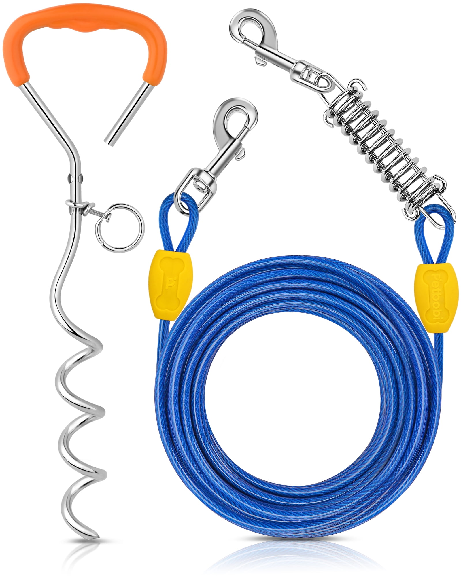 Petbobi Dog Stake and Tie Out Cable 30ft, Up to 120lbs, Rust-Proof ...