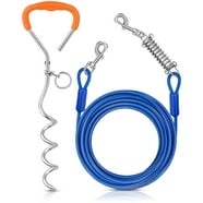 16 Foot Grey - Dog Tie-Out Cable Steel Wire Pet Runner Cord Chain Leash ...