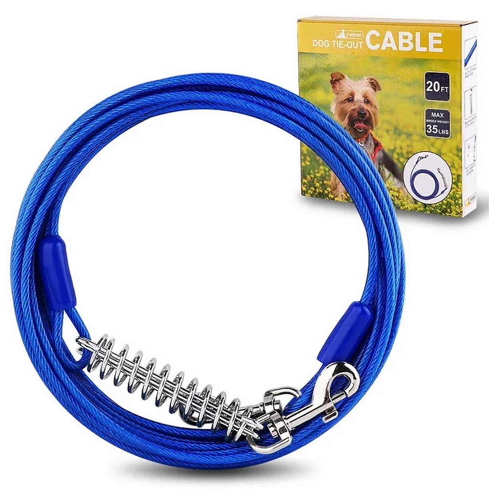 Petbobi 20FT Dog Tie Out Cable for Small/Medium Pets up to 35lbs, Steel ...