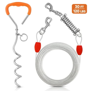 Petbobi Heavy Duty Dog Tie Out Cable 30ft Extra Strong Wire Cable for ...