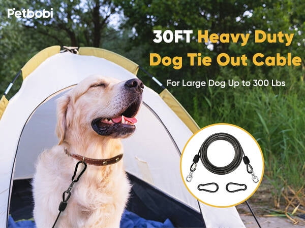 Petbobi Heavy Duty Dog Tie Out Cable 30ft Extra Strong Wire Cable for ...
