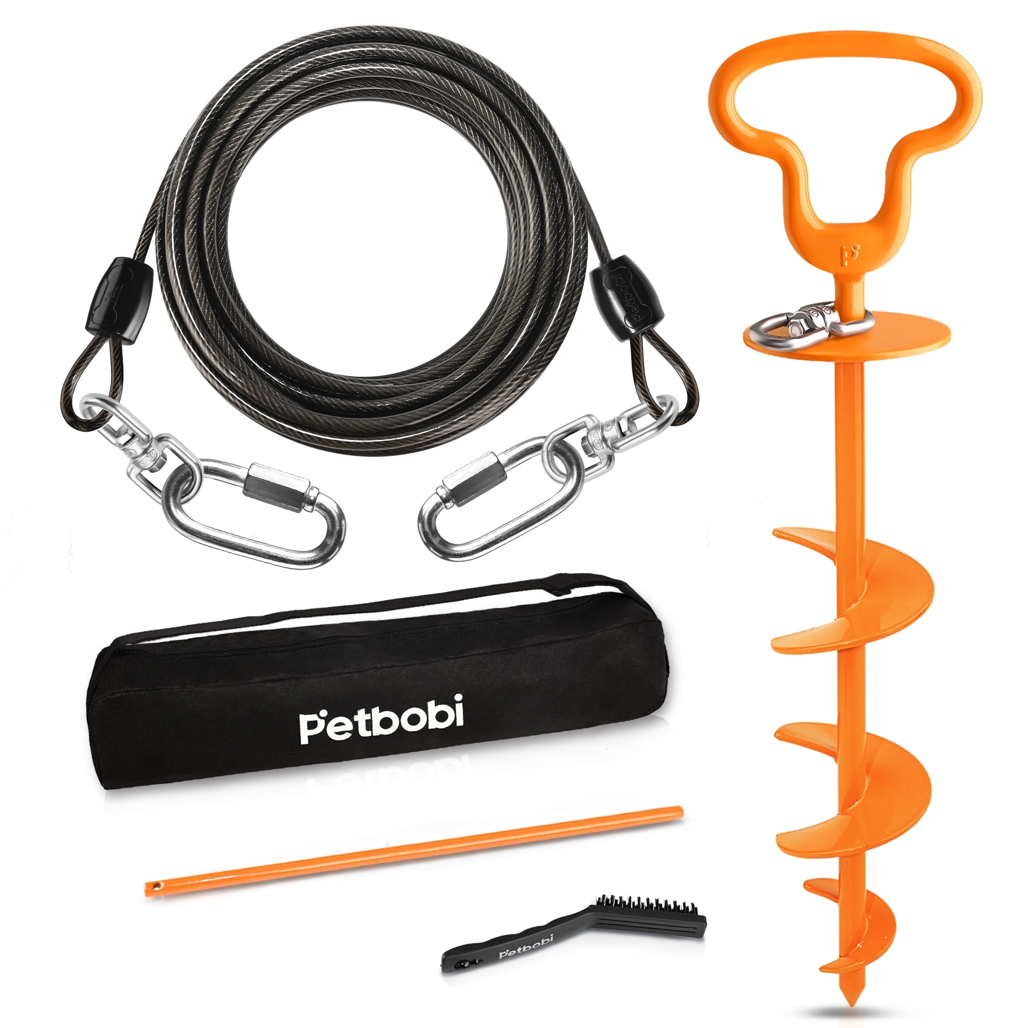 Petbobi Heavy Duty Dog Tie Out Cable and Stake with 360° Swivel ...