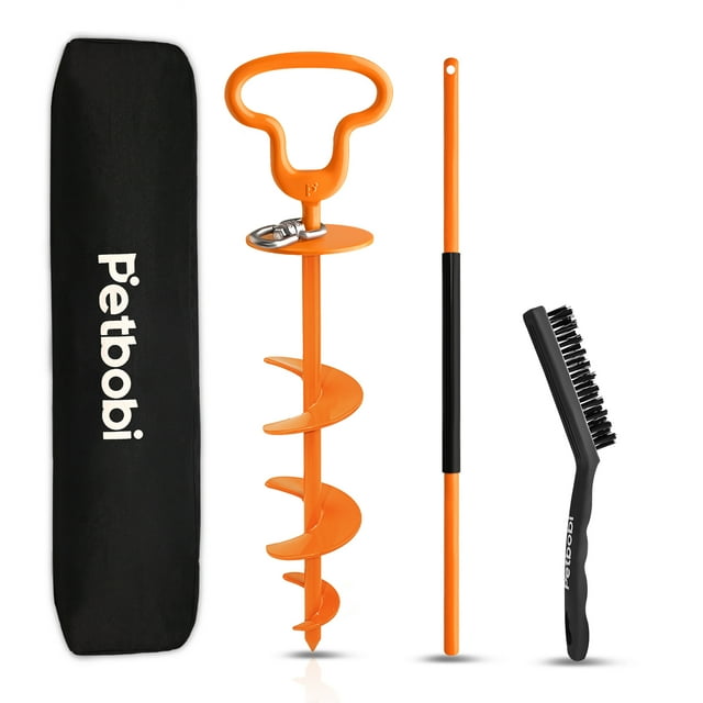 Petbobi Heavy Duty Dog Tie Out Stake with 360° Swivel Connection Ring ...