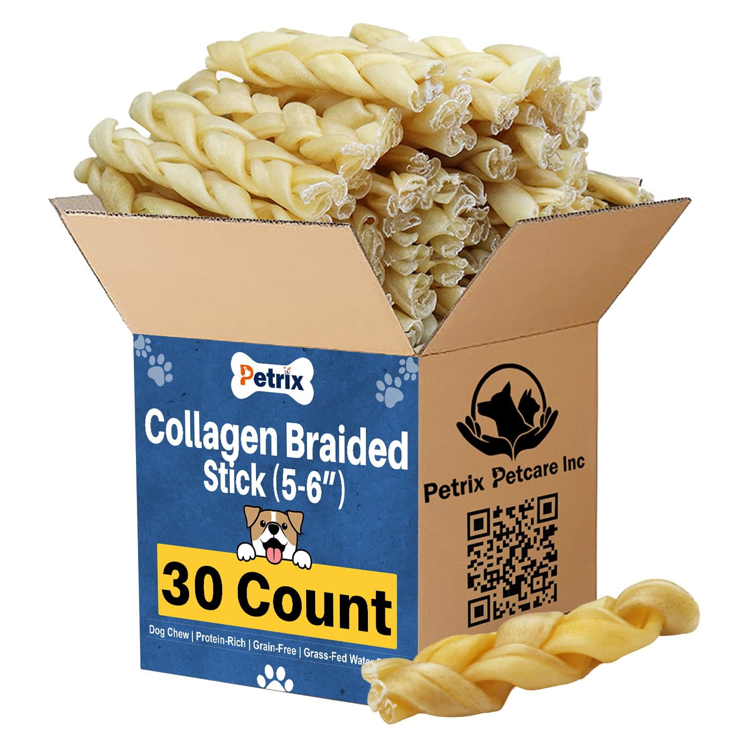 Petcare Beef Braided Collagen Sticks For Dogs Chew (6" - 30 Count ...