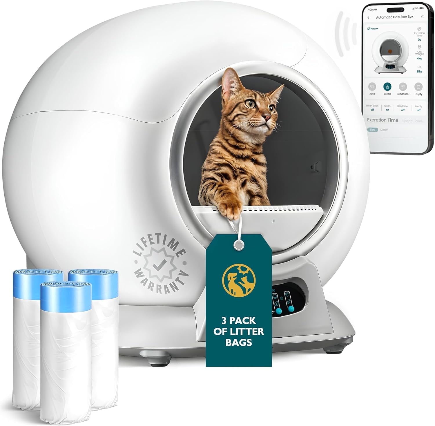 Petcove Automatic Litter Box Self Cleaning with App Control – Smart Cat ...