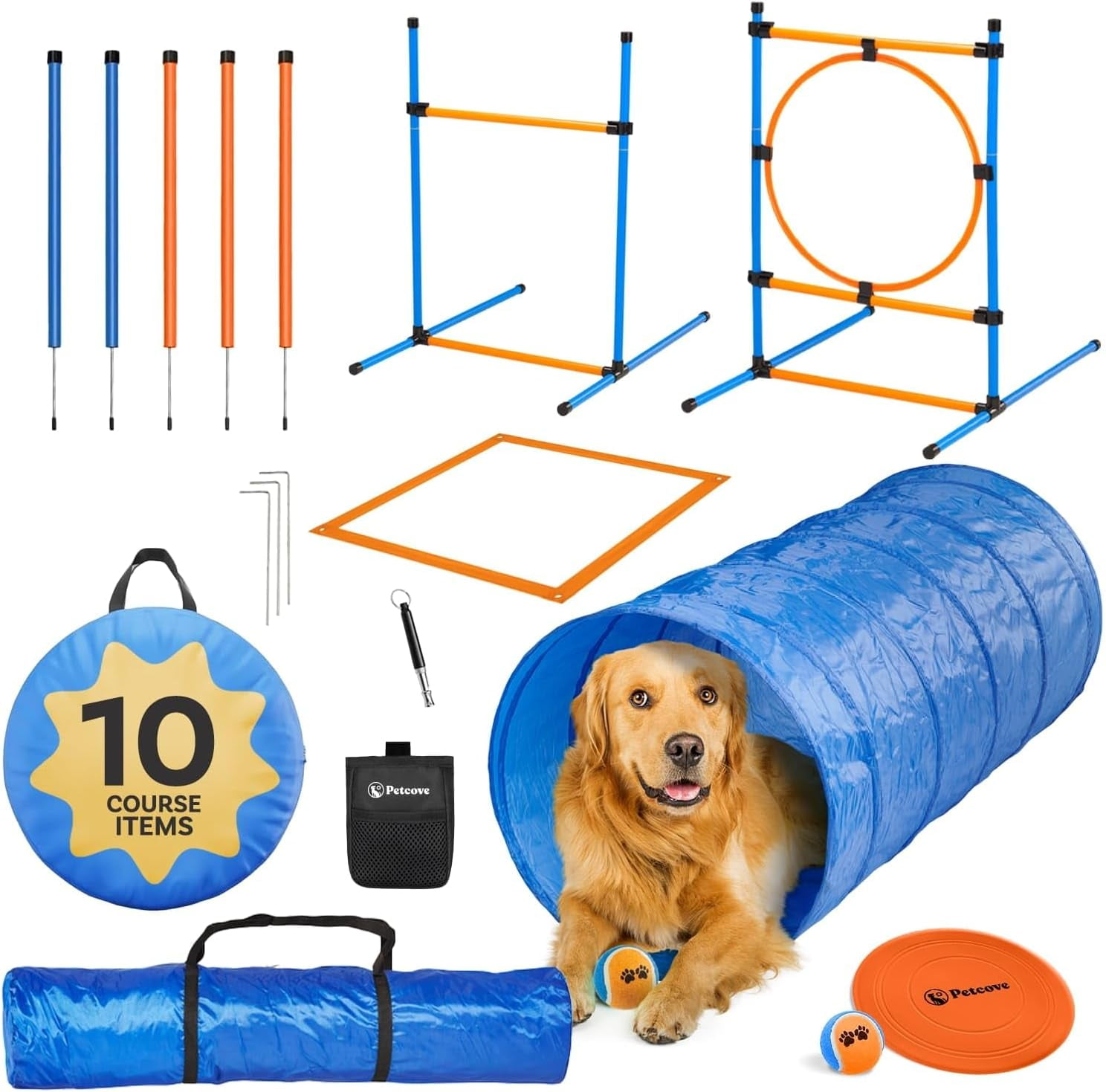 Petcove Agility Training Equipment for Dogs, Outdoor Obstacle Course ...